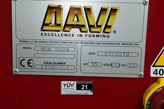 DAVI - MCA 2024 4 roll plate bender used | Mach4Metal