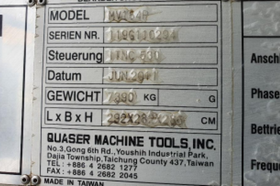 QUASER - MV184P 3-axis CNC machine (VMC) used | Mach4Metal