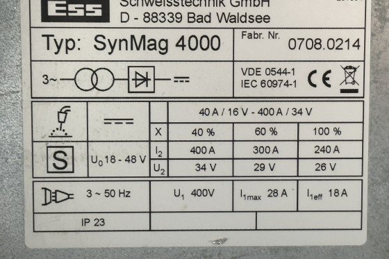 ESS - SynMag 4000 Welding machine used | Mach4Metal