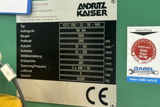 ANDRITZ KAISER - KSTU 3150 Mechanical press used | Mach4Metal